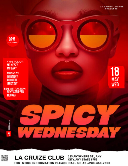 Plantilla de Red Joyful Spicy Wednesday Flyer (us Letter) | PosterMyWall