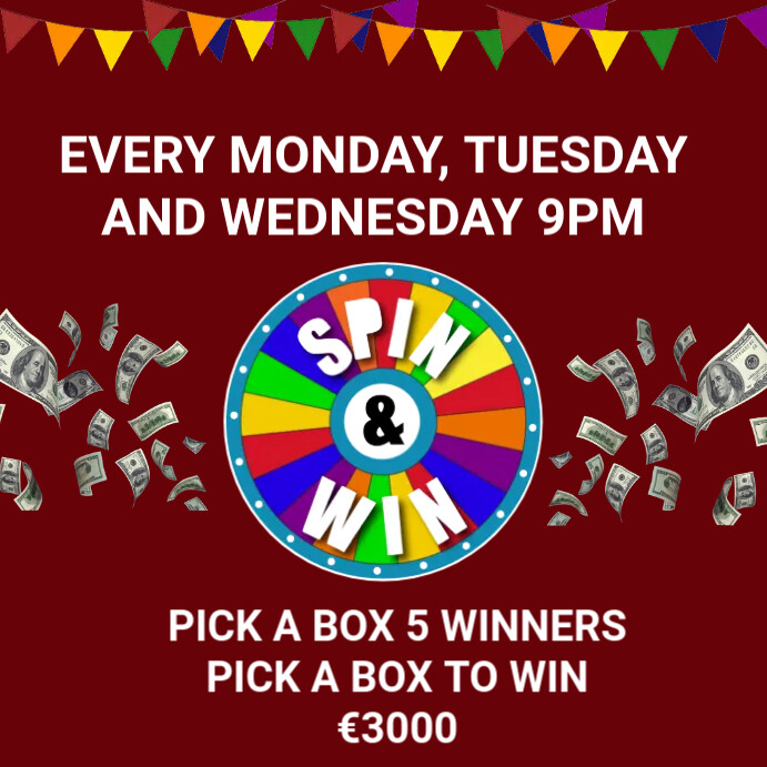 Copy of Red Joyful Spin To Win Flyers Instagram Post | PosterMyWall