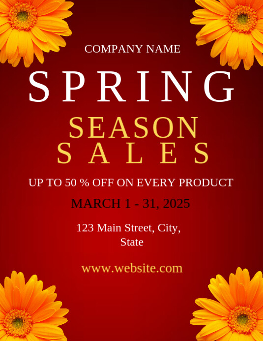 Modèle Red Joyful Spring Season Sales Flyer Flyer (us Letter ...