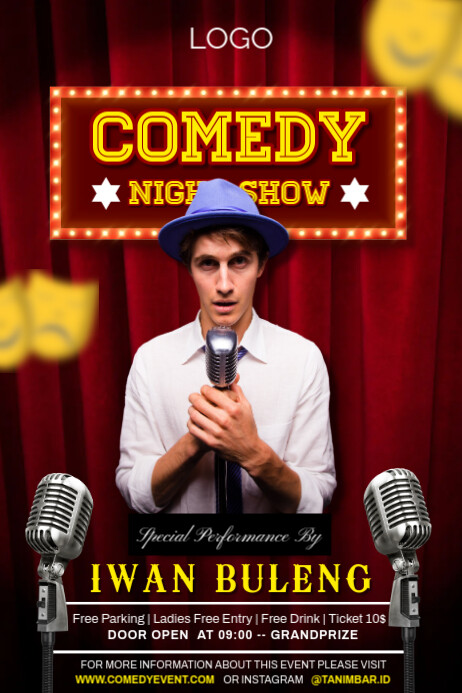 Red Joyful Stand Up Comedy Show Poster Template | PosterMyWall