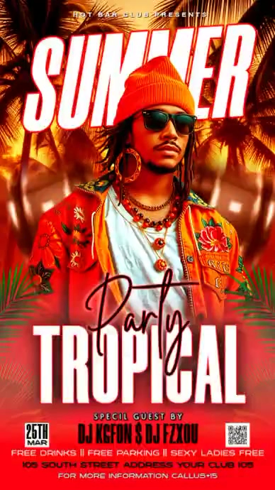 Copy of Red Joyful Summer Tropical Party Instagram Reel Video ...