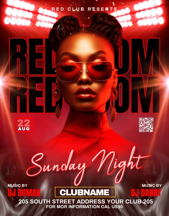 Red Joyful Sunday Red Night Party Video Flyer Template | PosterMyWall