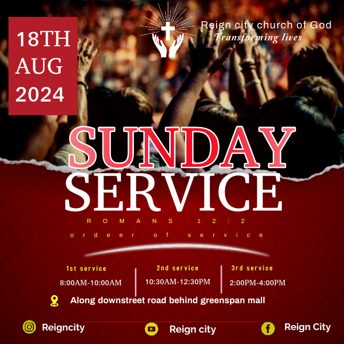 Copy of Red Joyful Sunday Service Instagram Post | PosterMyWall