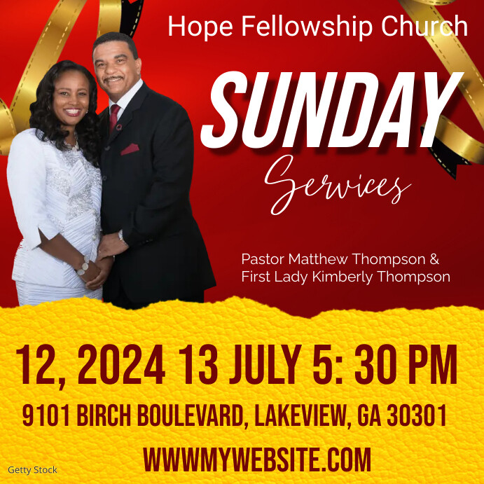 Red Joyful Sunday Services Instagram Post Template | PosterMyWall