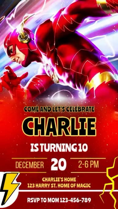 Red Joyful Superhero Birthday Party Digital Display Video Template ...