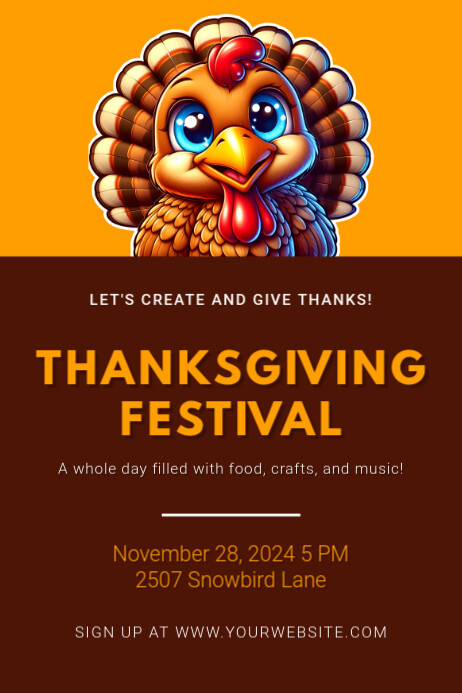 Red Joyful Thanksgiving Festival Poster Template | PosterMyWall