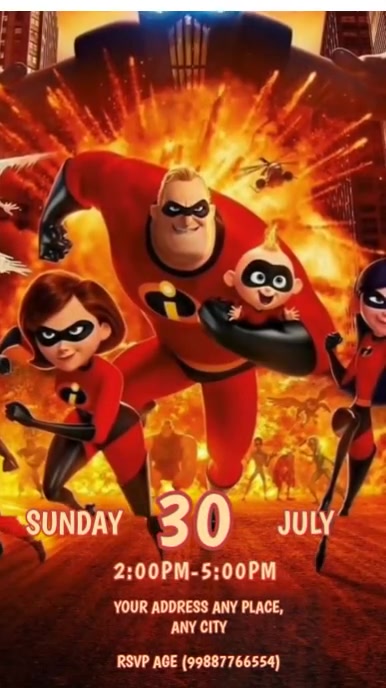 Red Joyful The Incredible Theme Birthday Invi Template | PosterMyWall