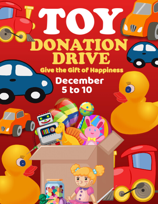 Red Joyful Toy Donation Drive Flyer (us Letter) Template | PosterMyWall