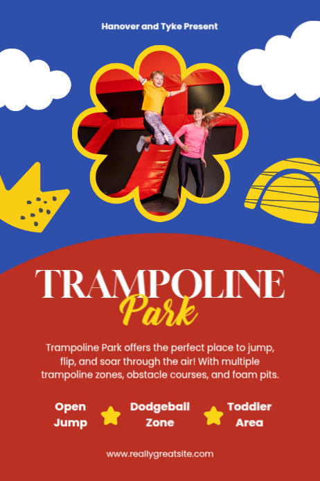 Red Joyful Trampoline Poster Template | PosterMyWall