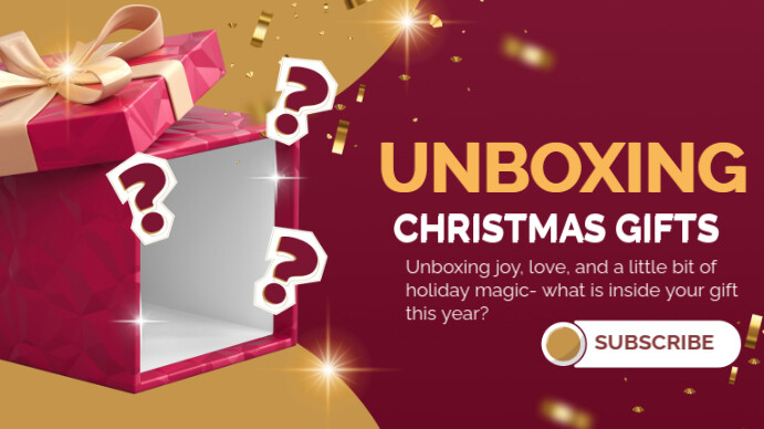 Red Joyful Unboxing Christmas Gift Youtube Thumbnail Template ...