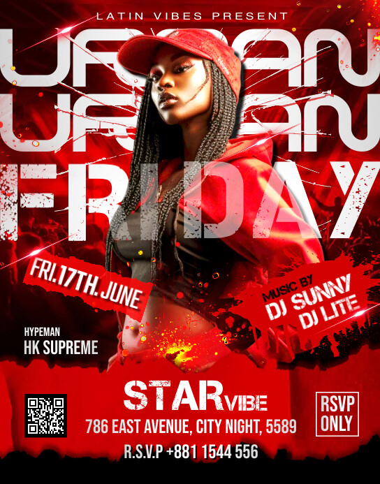 Red Joyful Urban Friday Party Poster/wallboar Template | PosterMyWall