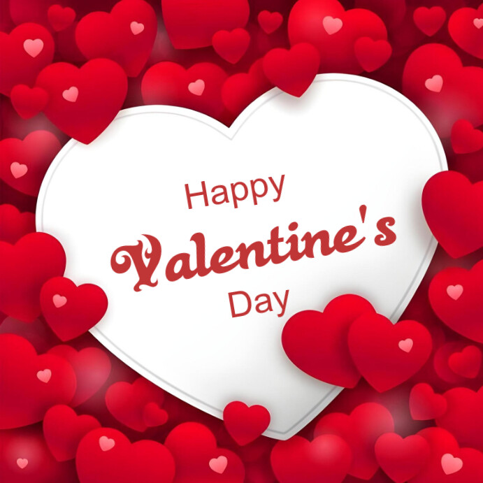 Red Joyful Valentine's Day Card Instagram Post Template | PosterMyWall