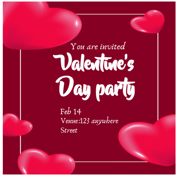 Red Joyful Valentine’s Day Party Instagram Post Template | PosterMyWall