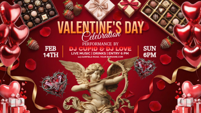 Red Joyful Valentine's Day Digital Display (16:9) Template | PosterMyWall