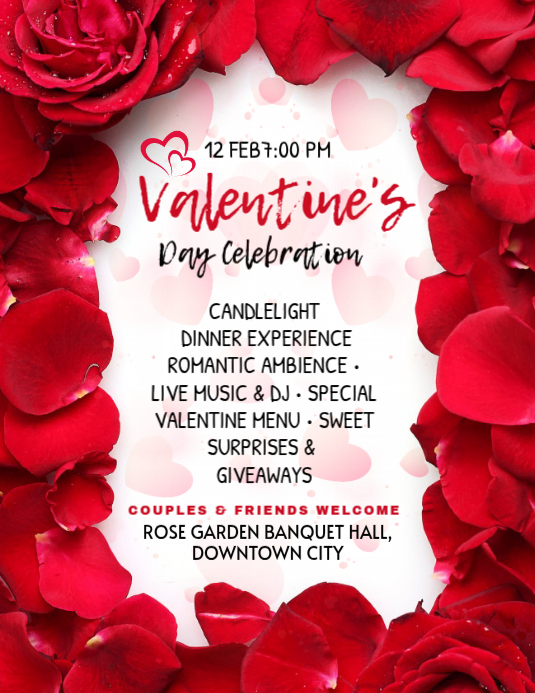 Red Joyful Valentine's Day Greeting Card Flyer (us Letter) Template ...