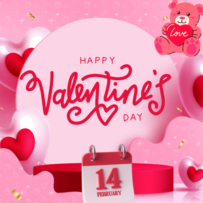 Plantilla de Red Joyful Valentine's Day Instagram Poster Instagram Post ...