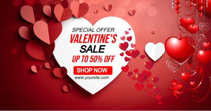 Red Joyful Valentine's Day Sale Facebook Shared Image Template ...