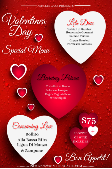 Plantilla de Red Joyful Valentine's Day Special Menu Poster | PosterMyWall