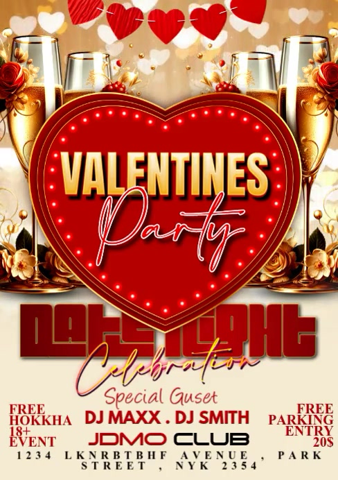 Plantilla de Red Joyful Valentine's Party A1 | PosterMyWall