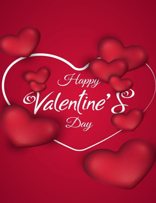 Red Joyful Valentine Day Flayer, Greeting Flayer For Valentine Day ...