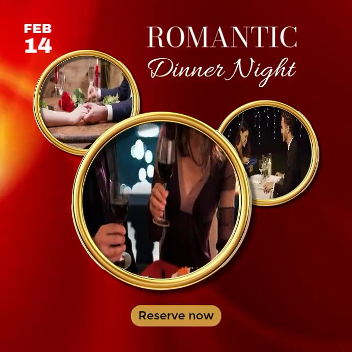 Red Joyful Valentine Dinner Restaurant Video Flyer Instagram Post ...