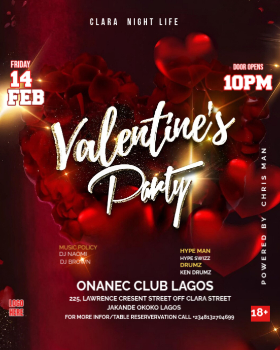 Red Joyful Valentine Party Flyer – Red Sparkling Love & Light ...