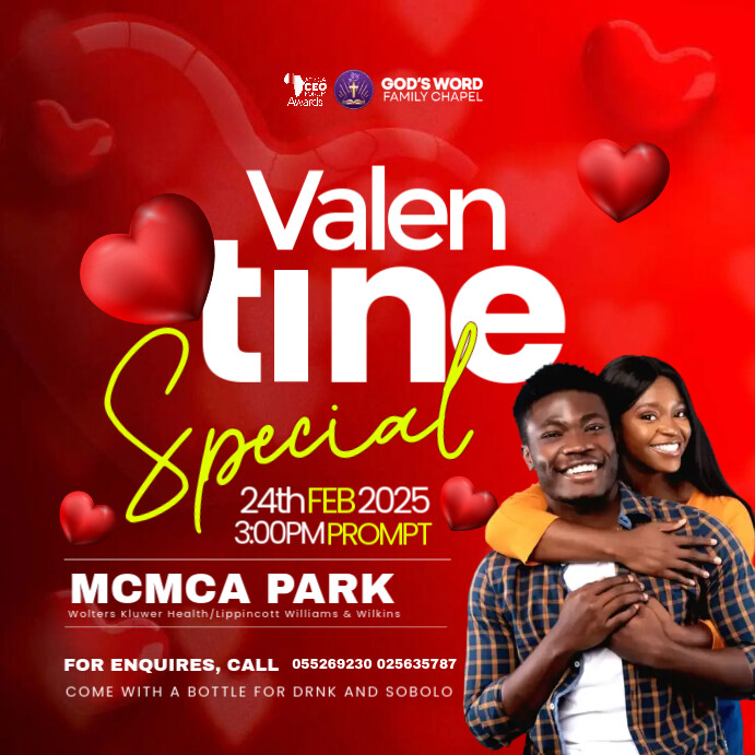 Red Joyful Valentine Special Program Instagram Post Template | PosterMyWall