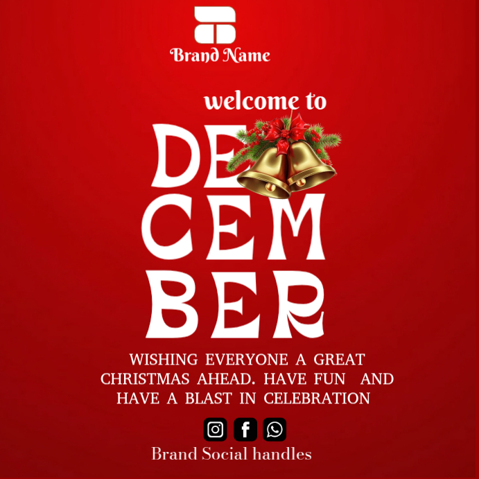 Red Joyful Vibrant Red "welcome To December" Festive Christmas Bells ...