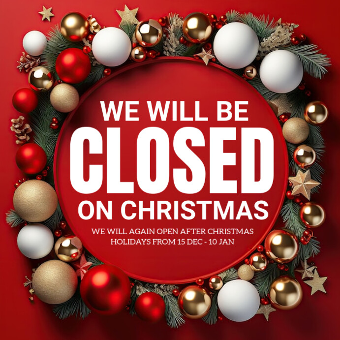 Copy of Red Joyful We Are Closed On Christmas Instagram Post | PosterMyWall