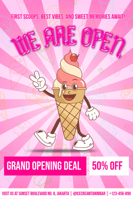 Copy of Red Joyful We Are Open Ice Cream Shop Poster | PosterMyWall