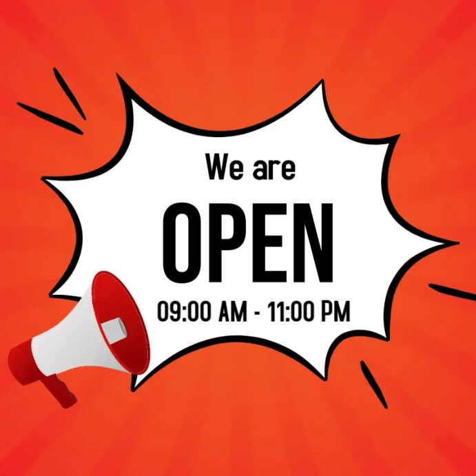 Red Joyful We Are Open Now Instagram Post Template | PosterMyWall