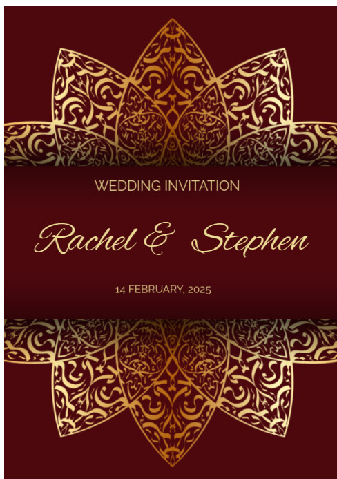 Red Joyful Wedding Invitation A5 Template | PosterMyWall