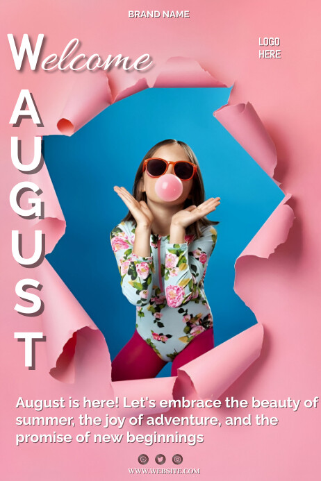 Plantilla de Red Joyful Welcome August Poster | PosterMyWall