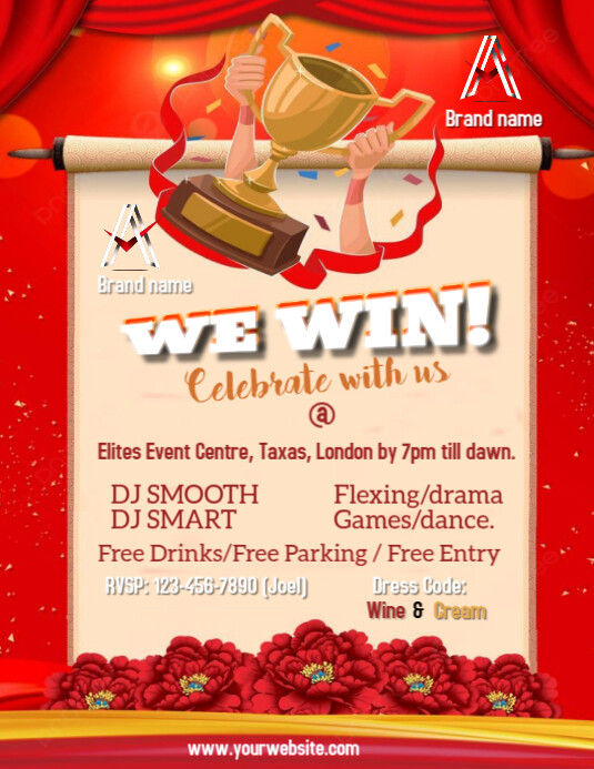 Copy of Red Joyful Winner Celebration Party Invitation Template Flyer ...