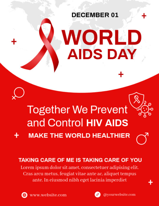 Red Joyful World Aids Day Flyer (us Letter) Template | PosterMyWall