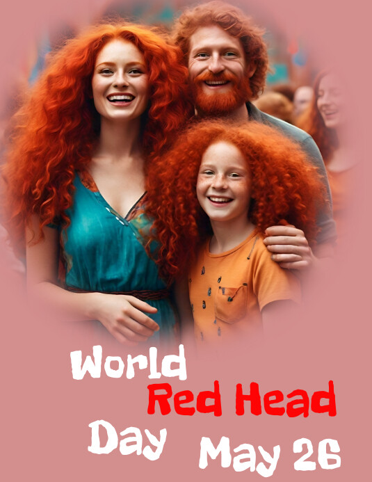 Red Joyful World Red Head Day Flyer (us Lette Template | PosterMyWall