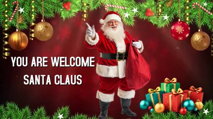 Red Joyful You Are Welcome Santa Claus Digital Display (16:9) Template ...