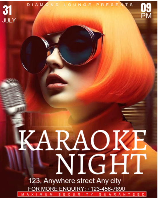 Red Karaoke Night Instagram Portrait Template | PosterMyWall