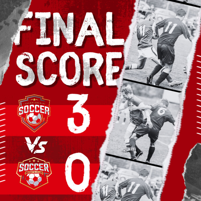 Red Kolase Final Score Pos Instagram Template | PosterMyWall