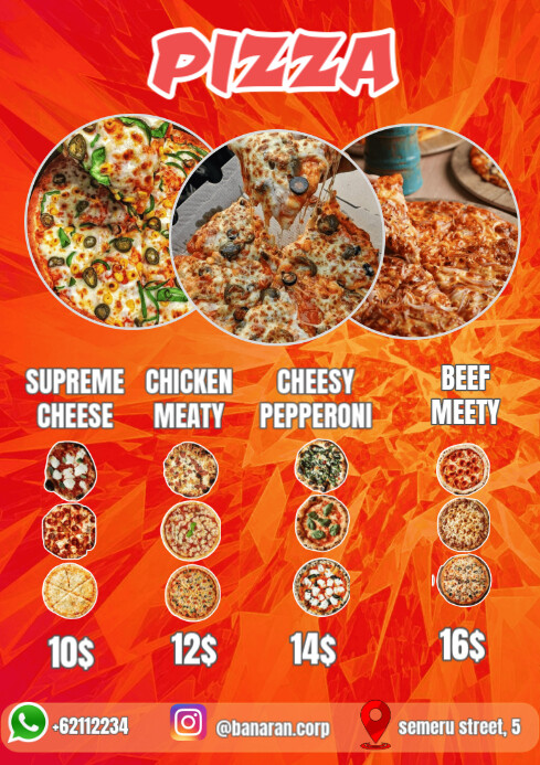 Copy of Red Kolase Pizza Food Menu A4 | PosterMyWall