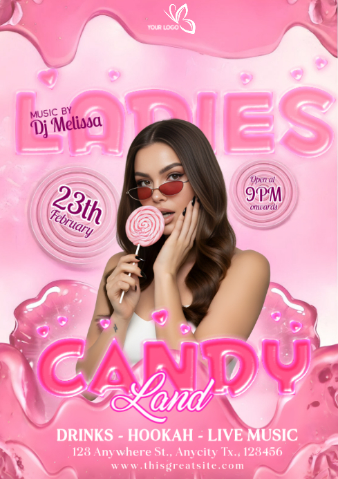 Red Ladies Night Candyland Event A4 Template | PosterMyWall