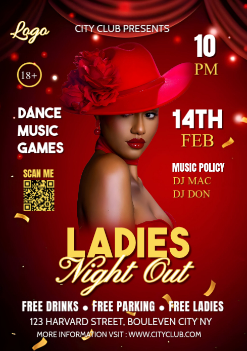 Red Ladies Night Out Event A4 Template | PosterMyWall