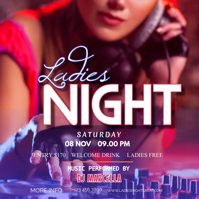 Red ladies night template | PosterMyWall