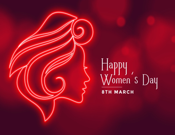 Copy of Red lady face happy women's day card design | PosterMyWall