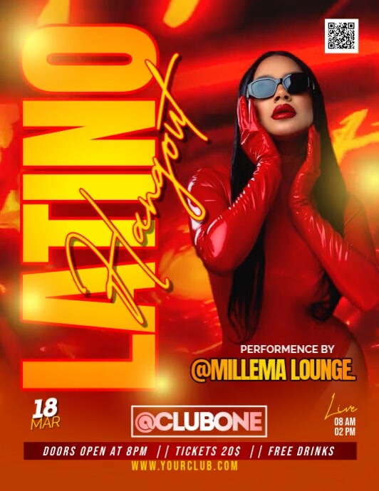 Red Latin Night Party Video Flyer Flyer (us Letter) Template | PosterMyWall