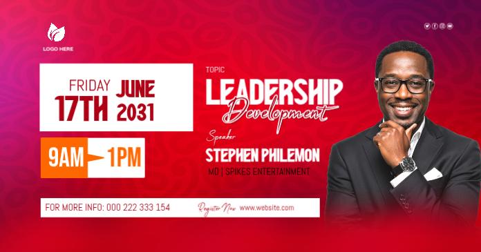 Red Leadership Development Event Facebook Shared Image Template ...