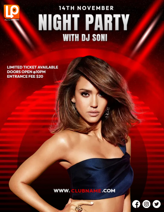 Red Lights Night Party Template | PosterMyWall