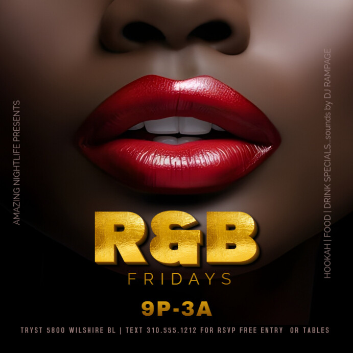 Copy of Red Lipstick Shadow Sexy Lips R&B Night Flyer | PosterMyWall