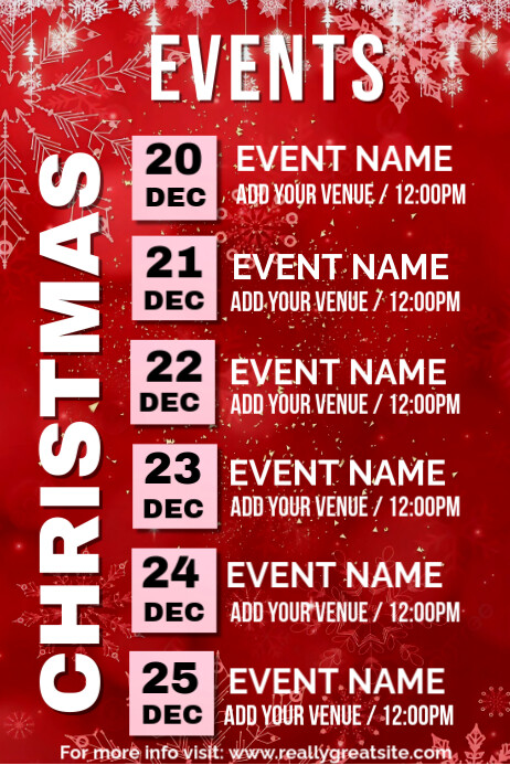Plantilla de Red List-based Christmas Event Scheduled Poster | PosterMyWall