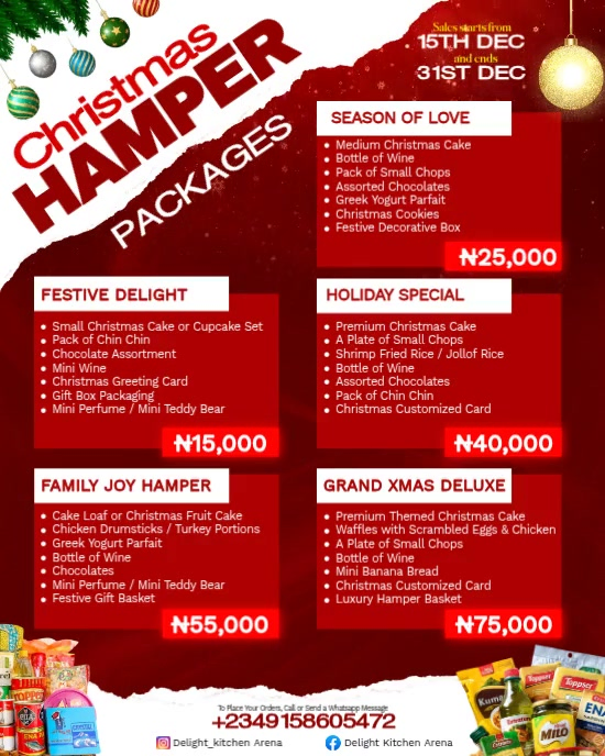 Red List-based Christmas Hamper Packages Template Instagram Portrait ...